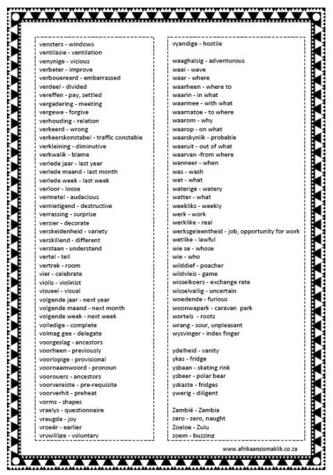 Graad 6 – PDF – Spelling Boek, 2025 Spelwoorde Afrikaans met Engelse ...
